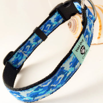 4 Oceans Blue Camo Nautical Beach Dog Collar & Leash – Wet Dog Collars