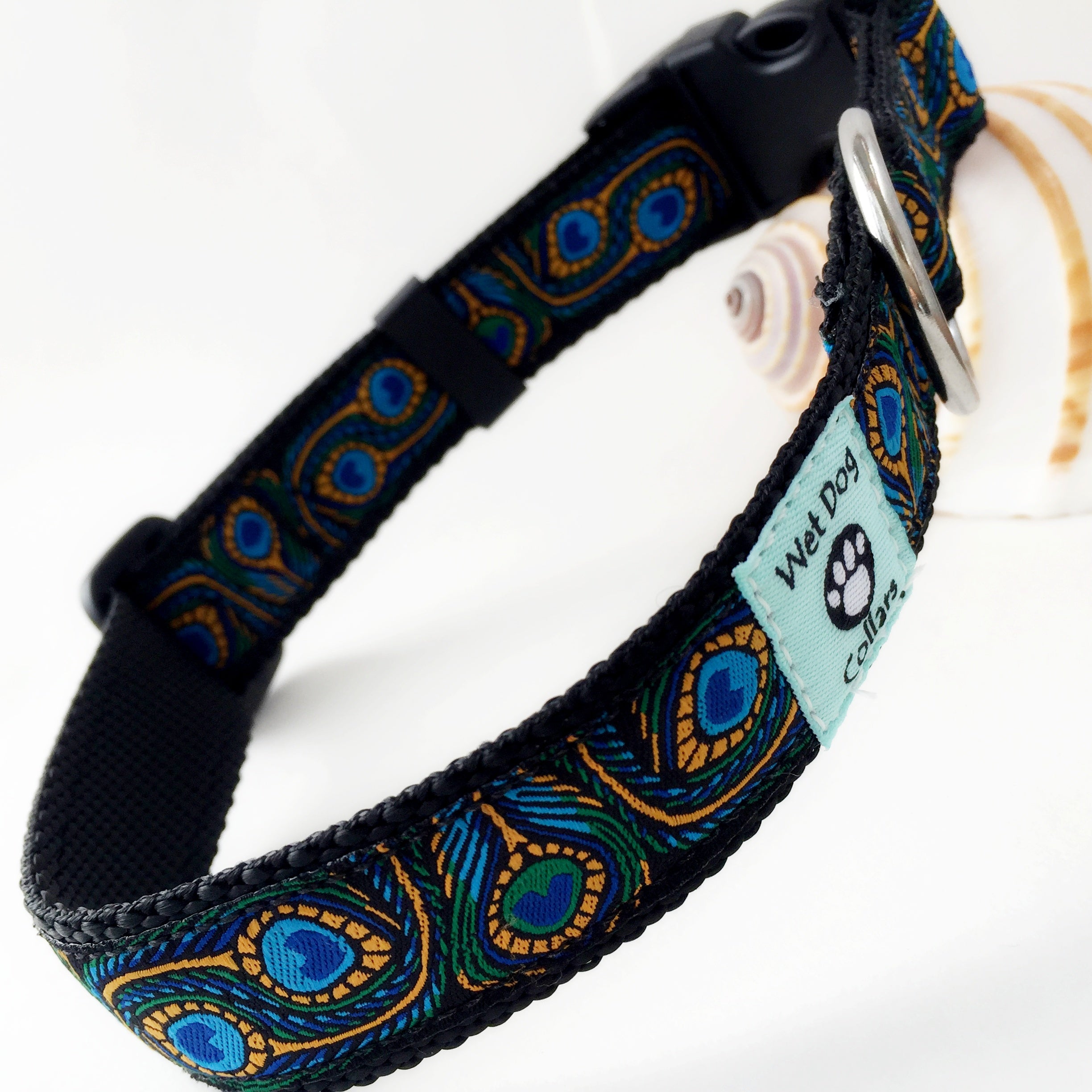 Peacock Feathers Saltwater Proof Dog Collar & Leash for Beach – Wet Dog ...